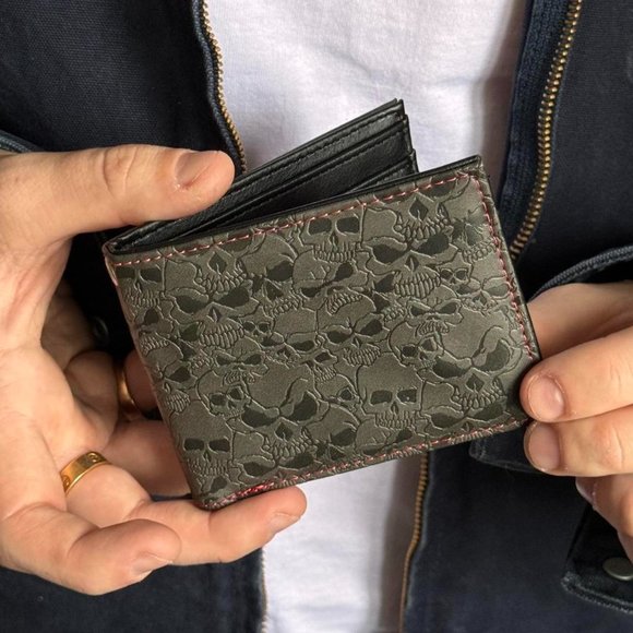 Bags | Y2k 200s Skull Pile Grunge Heavy Metal Punk Wallet | Poshmark